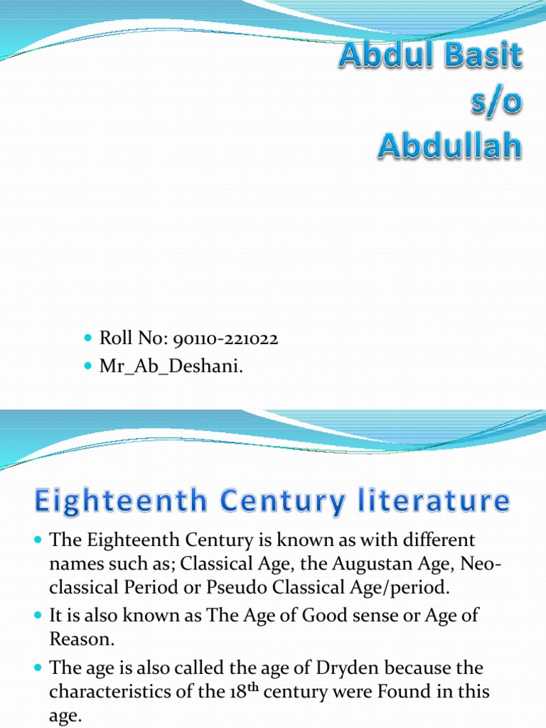 History of English 18th Century Literature Lact#1 by MR Ab Deshani | PDF | Classical Antiquity ...