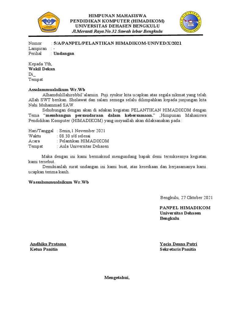 Undangan wakil dekan | PDF