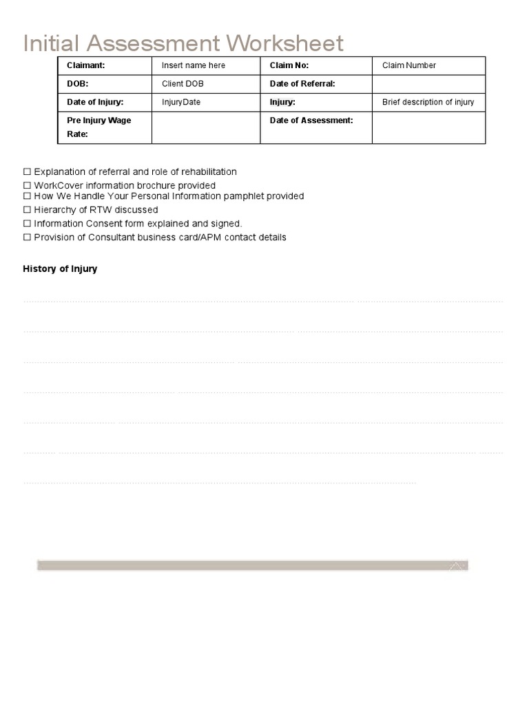 Resource - Initial Assessment Template | PDF | Causes Of Death ...