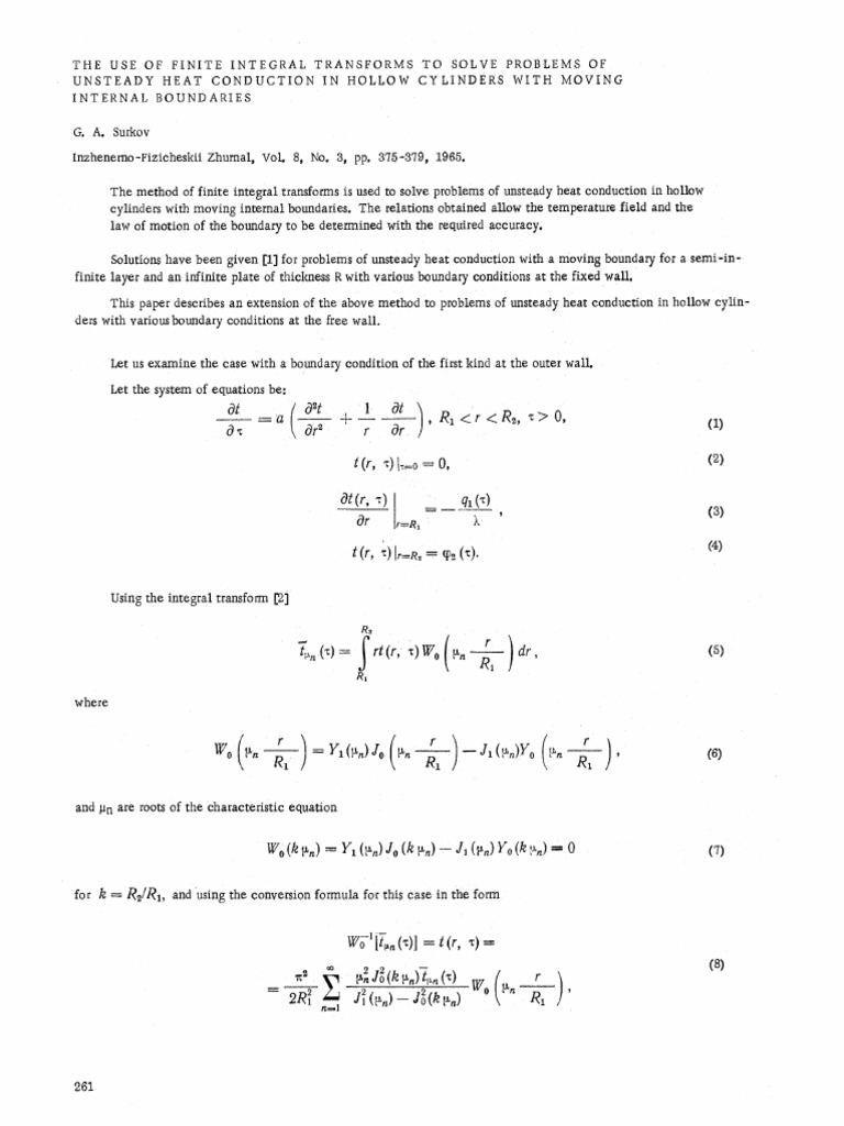 The Use of Finite Integral Transforms To Solve Problems of Unsteady ... The Use of Finite Integral Transforms To Solve Problems of Unsteady ...