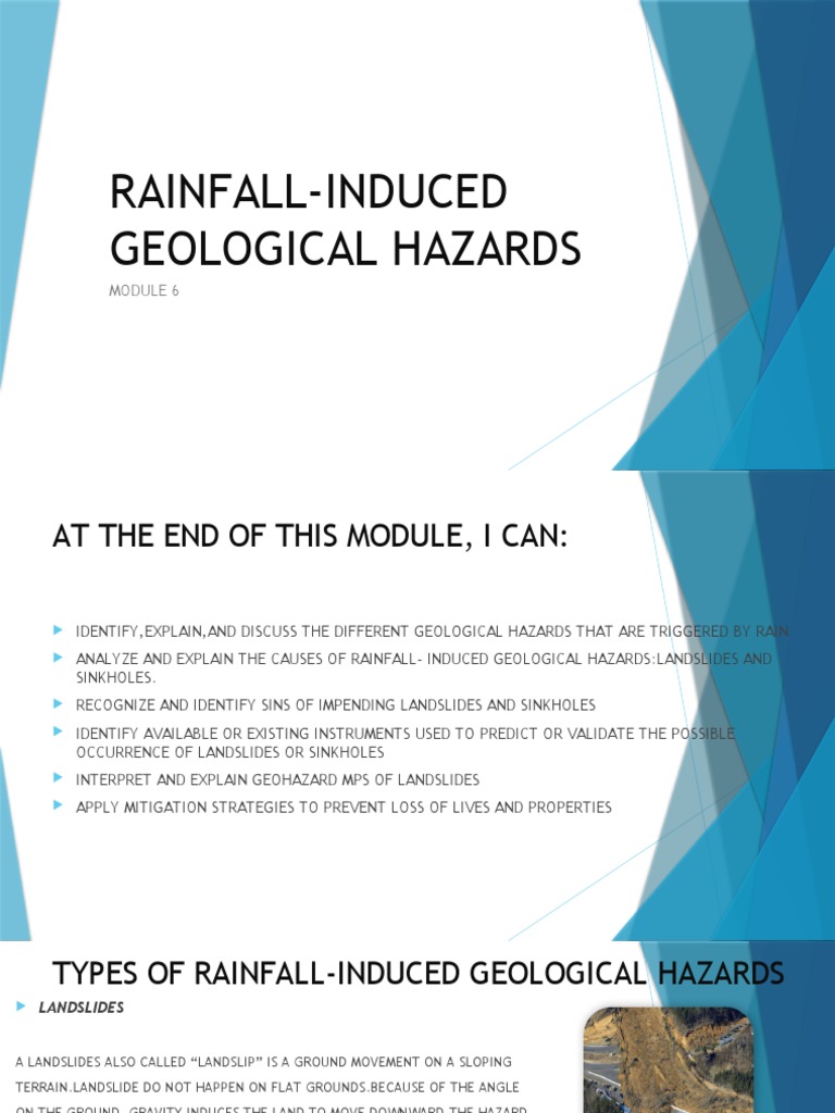 Rainfall Induced Geological Hazards | PDF | Landslide | Sinkhole