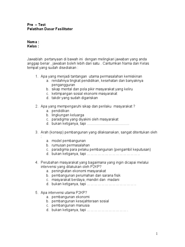 Soal Pre - Post Test | PDF