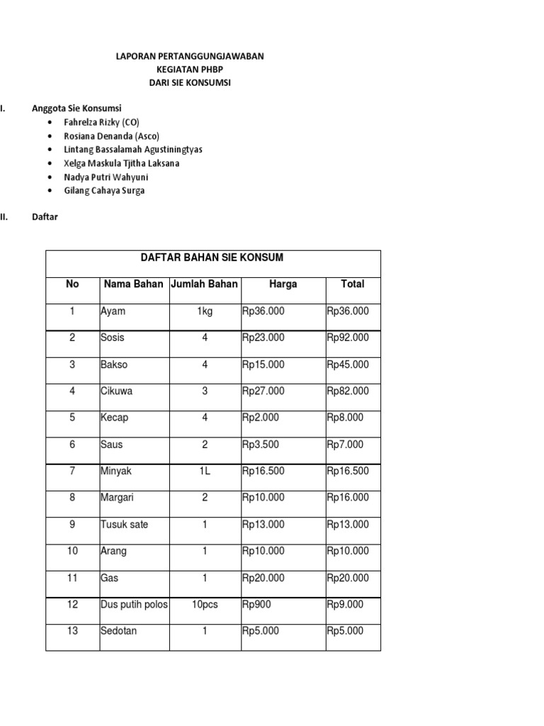 LPJ Sie Konsumsi | PDF