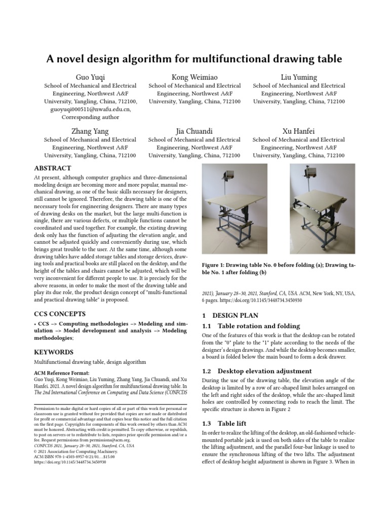 A Novel Design Algorithm For Multifunctional Drawing Table - JANUARY ...