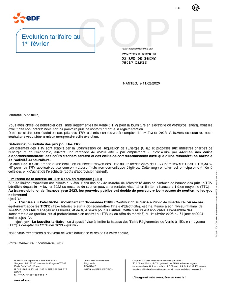 eDF Facture 20230222 154055 PDF | PDF | Énergie renouvelable | Taxe sur ...