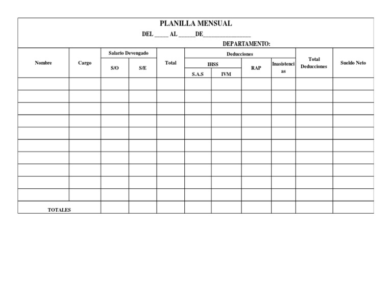 Planilla Mensual PDF | PDF