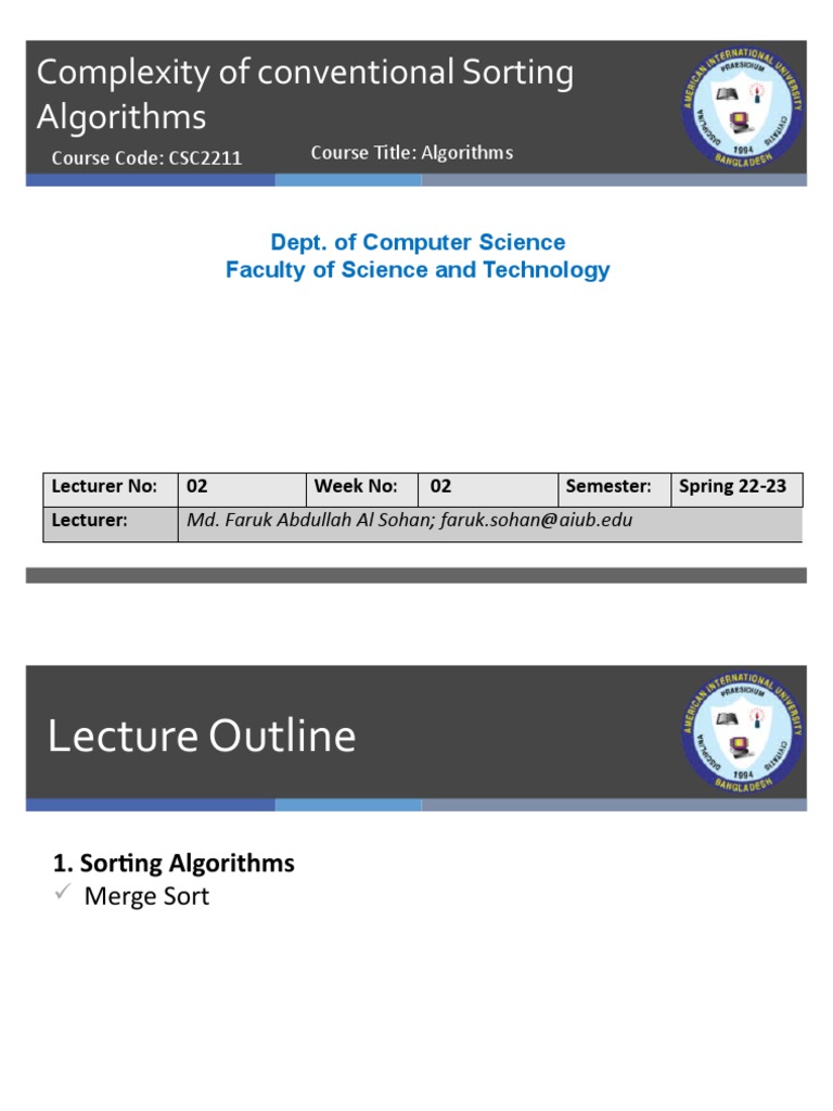 Lecture 2.2 Merge Sort Algorithms | PDF | Theoretical Computer Science | Applied Mathematics