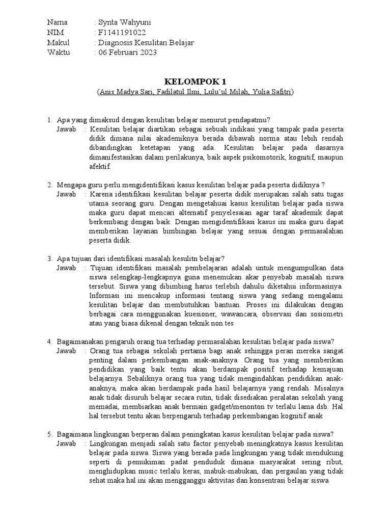 Pertanyaan Kel 1 | PDF