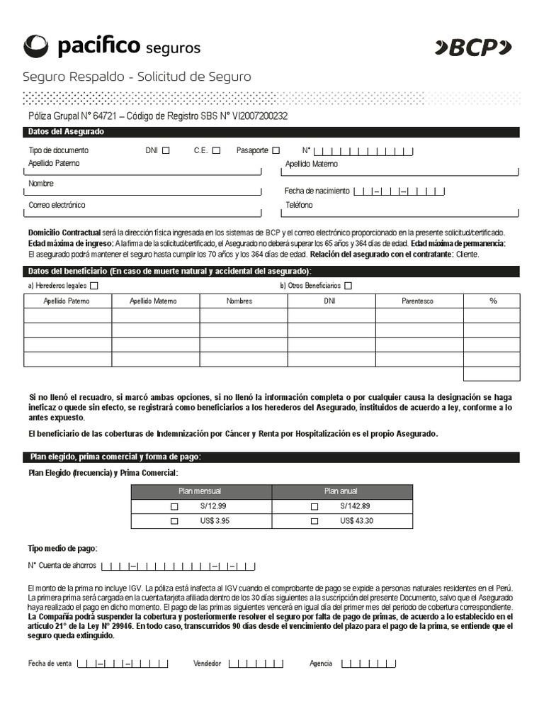 Seguro Respaldo - Solicitud Enciclopedia V2 | PDF | Seguro | Privacidad ...