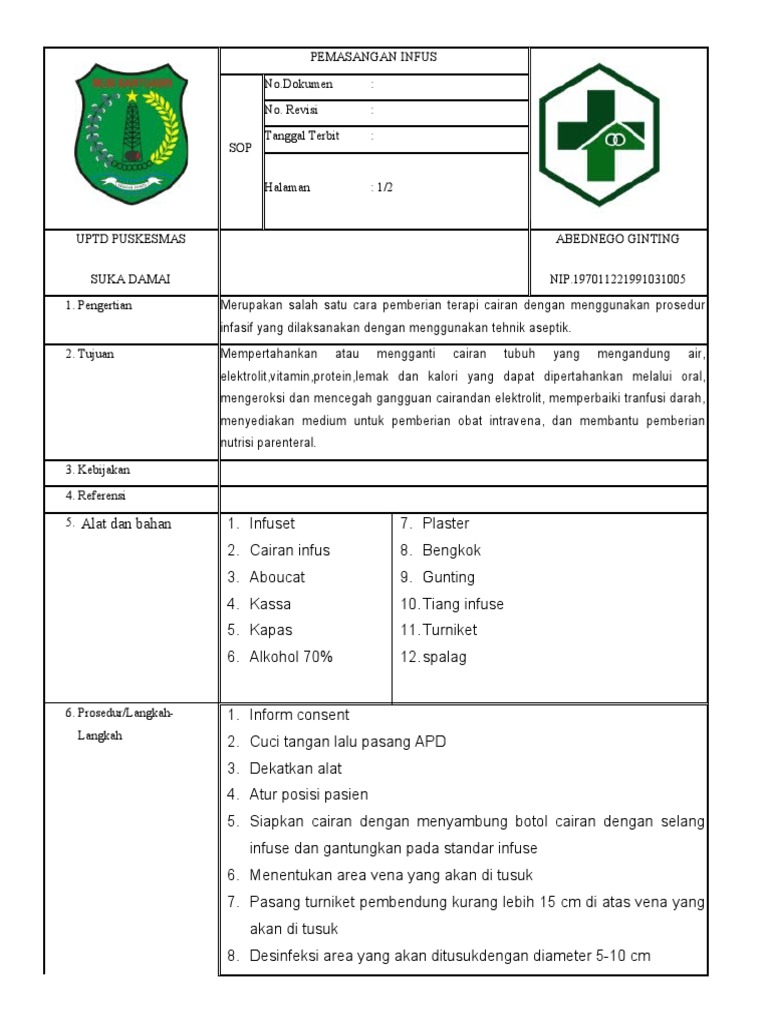 Pemasangan Infus | PDF