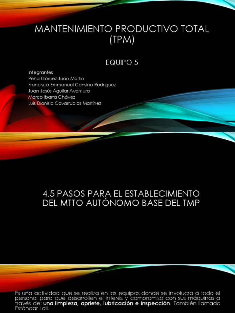 Equipo 5 Mantenimiento Productivo Total (TPM) - 1-1 | PDF | Contaminación