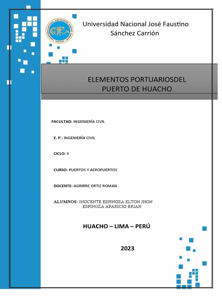 Elementos Portuarios de Huacho | PDF | Oceanografía | Ciencias de la Tierra