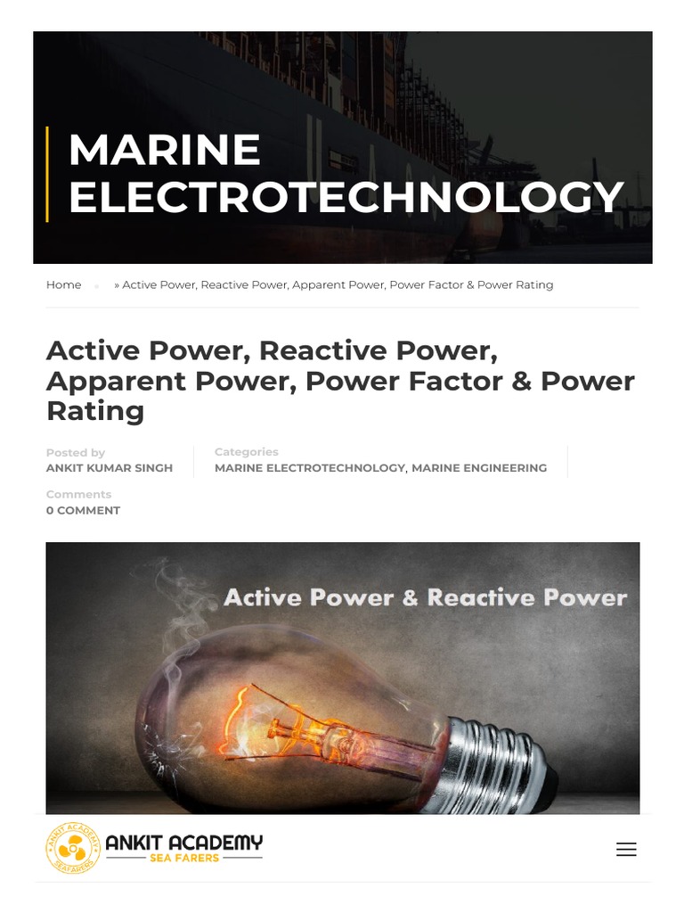 Active Power, Reactive Power, Apparent Power, Powe | PDF | Ac Power ...