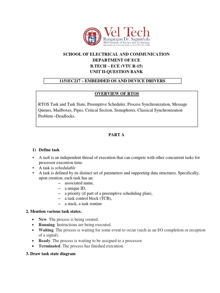 1151ec117 - Eosdd - Unit2 - Question - Bank PDF | PDF | Scheduling (Computing) | Operating System