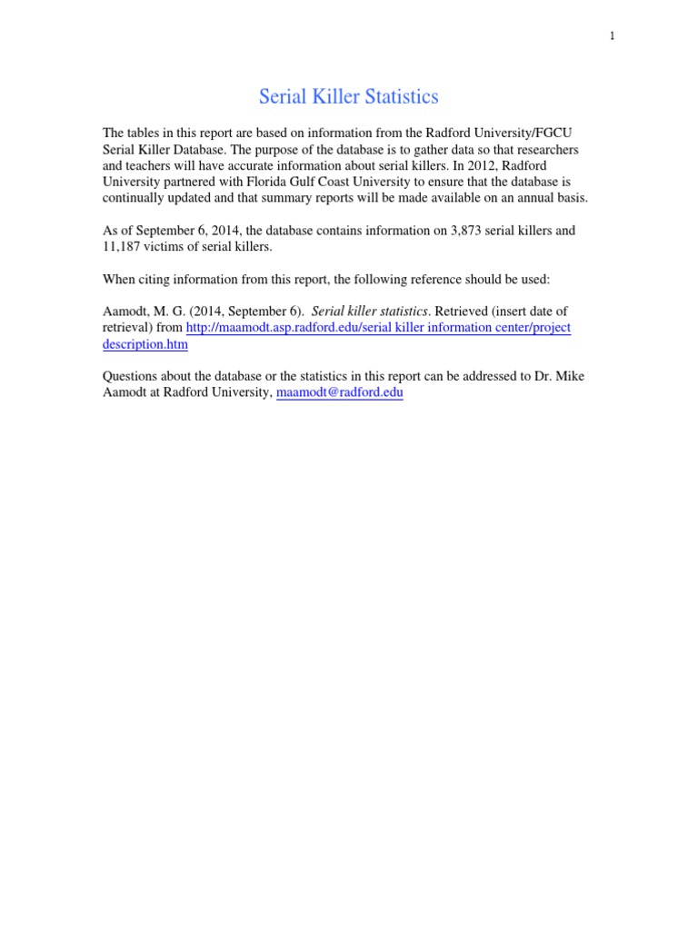 Serial Killer Statistics | PDF | Serial Killer | Race And Ethnicity In ...