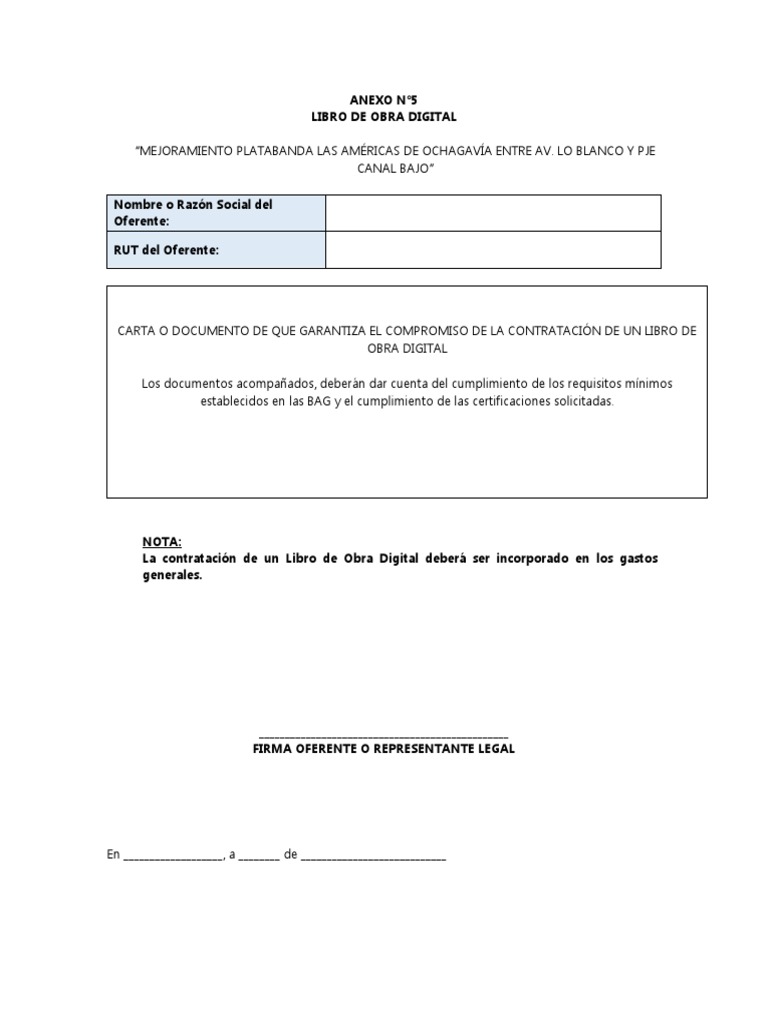 Anexo N°5 Editable | PDF