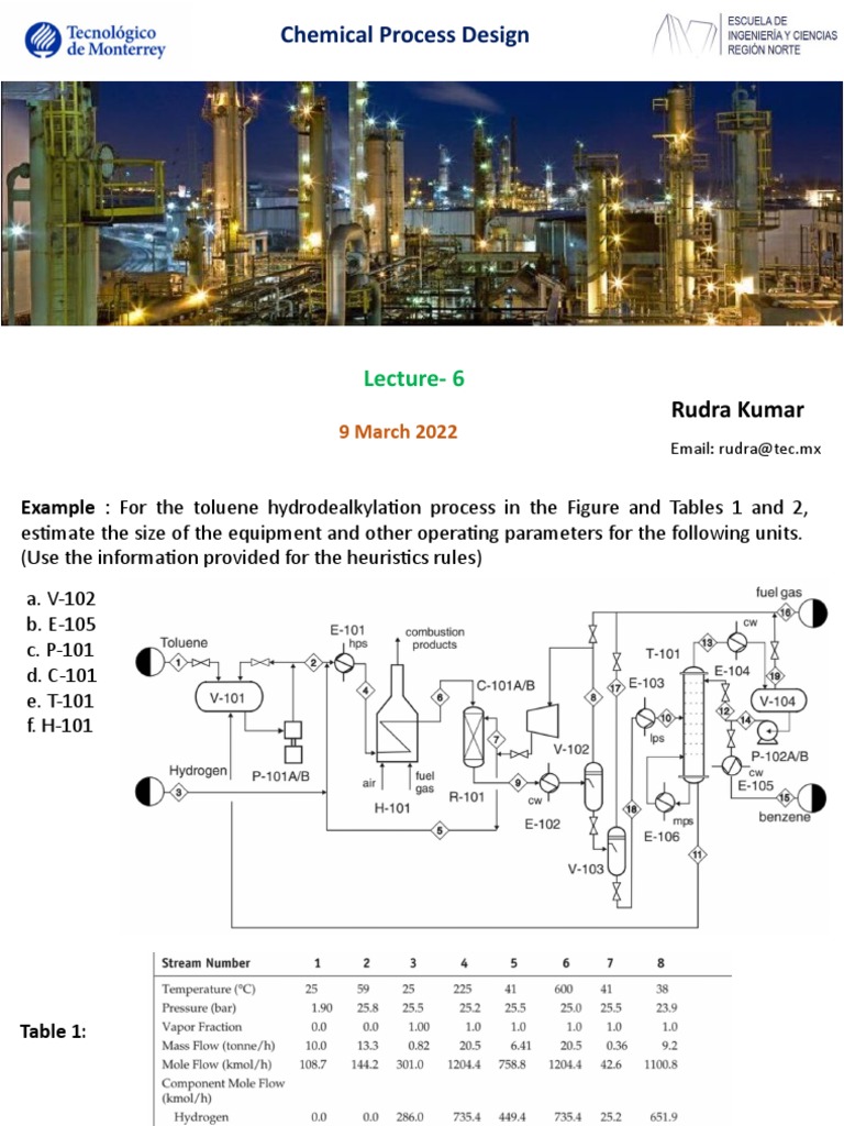 Toluene Hydrodealkylation Process Design | PDF | Distillation ...