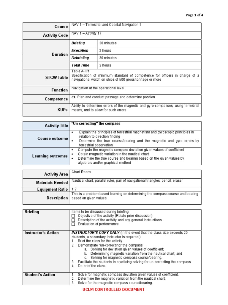 Activity 17 - Un-Correcting The Compass | PDF | Compass | Navigation