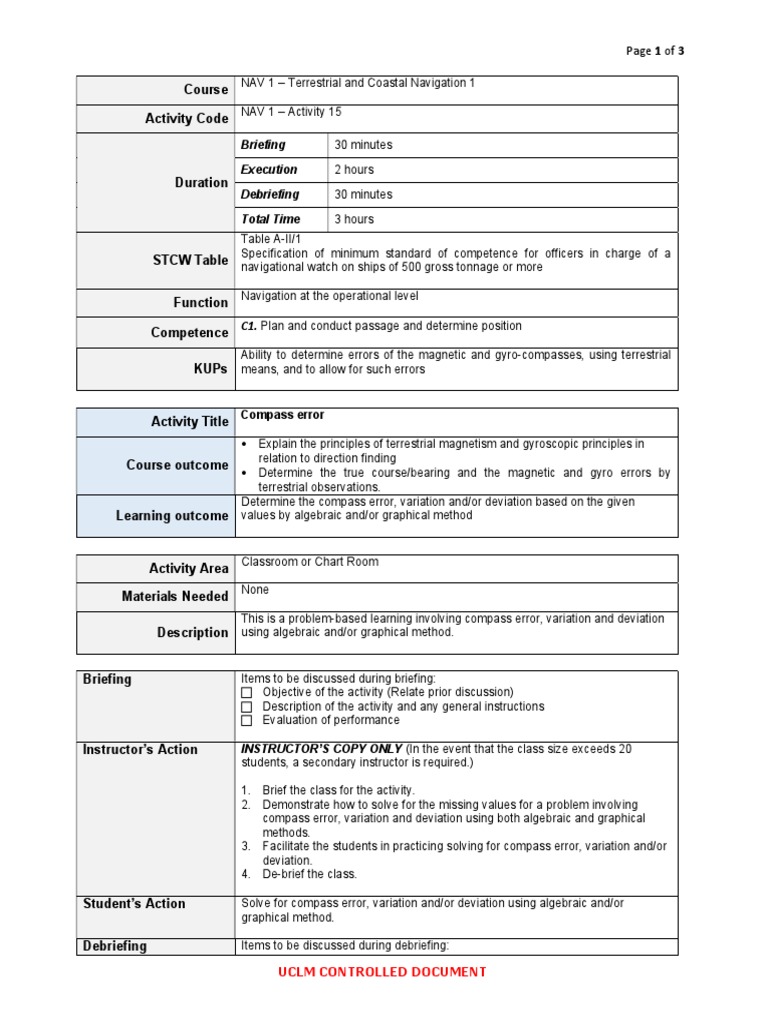 Activity 15 Compass Error Pdf Compass Navigation 7775