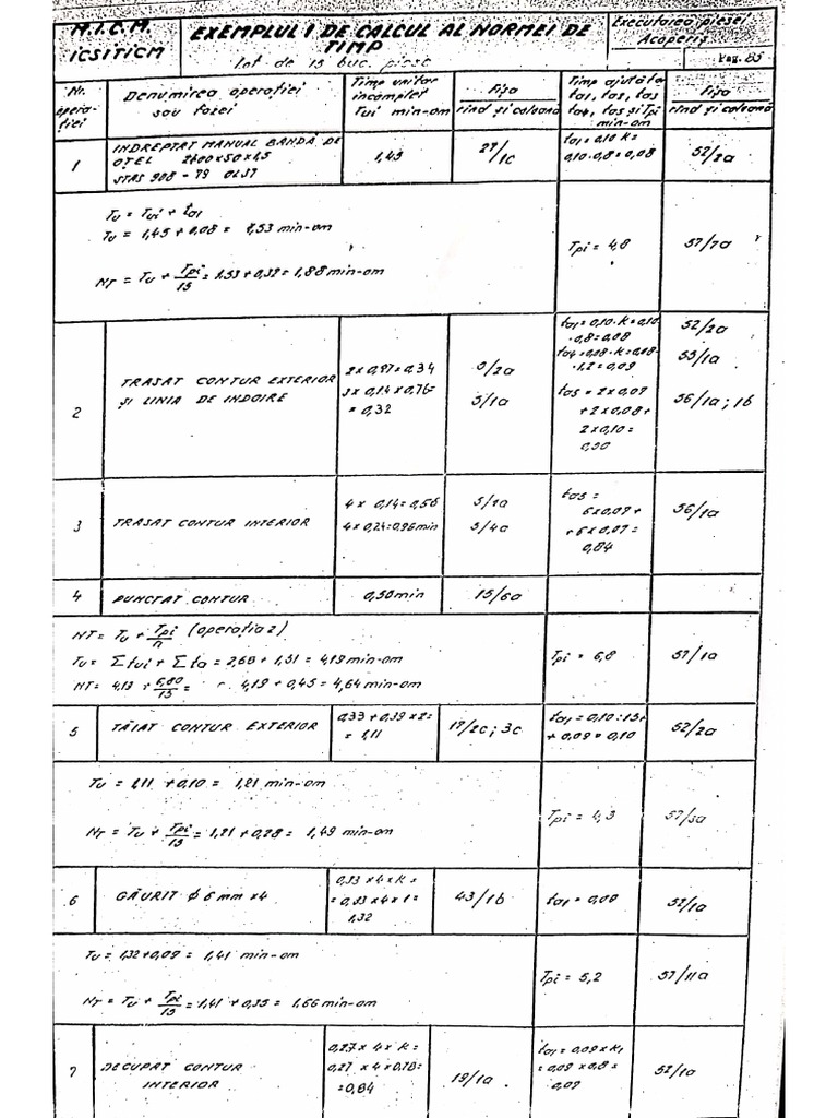 Exemplu Calcul Norma de Timp | PDF