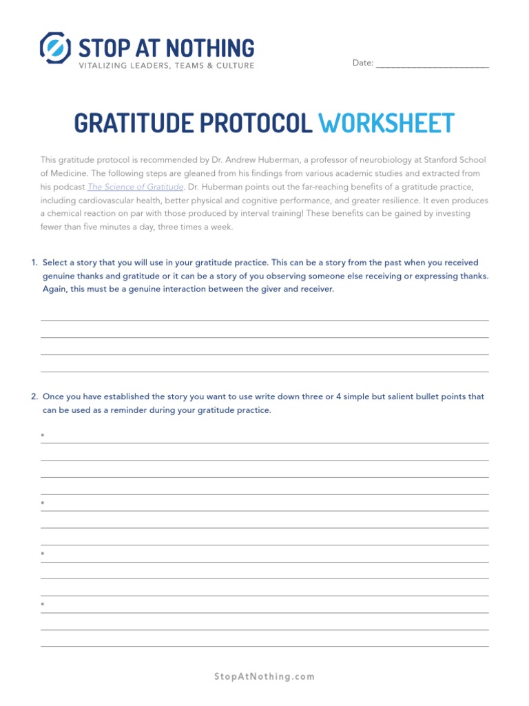 San Gratitude Protocol Worksheet PDF | PDF