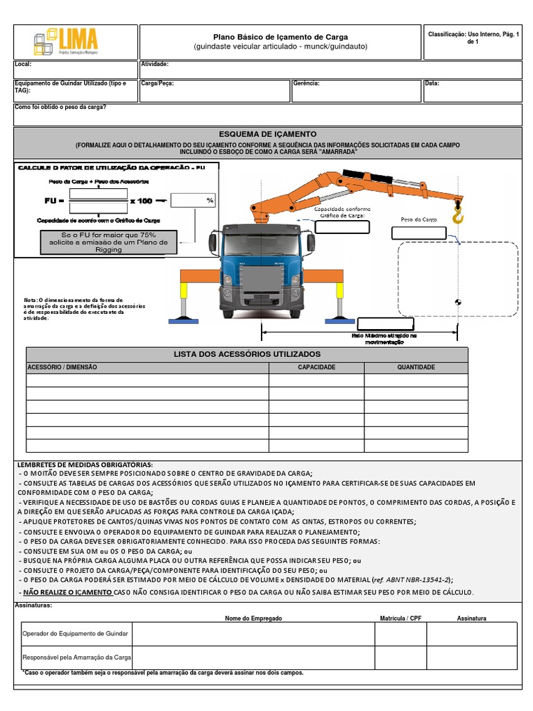 Plano de Içamento de Carga Munck | PDF