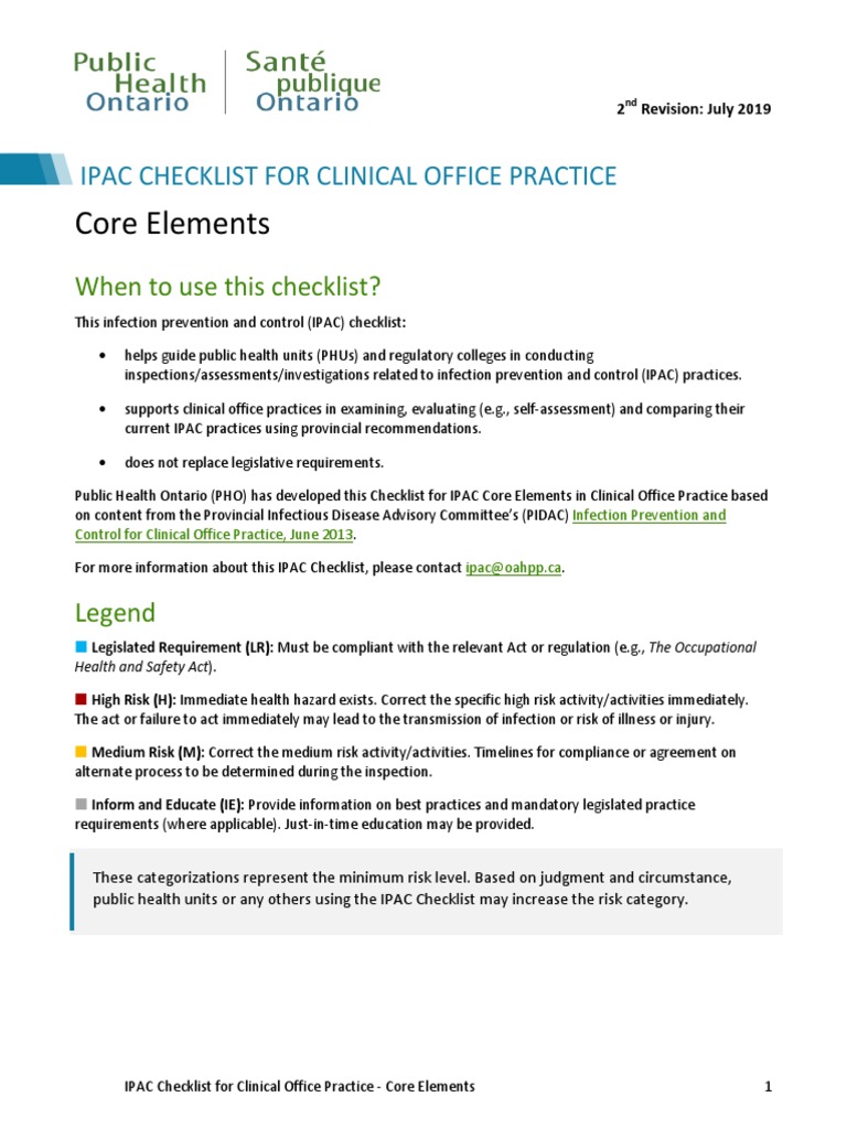 Checklist Clinical Office Core PDF | PDF | Hand Washing | Occupational ...