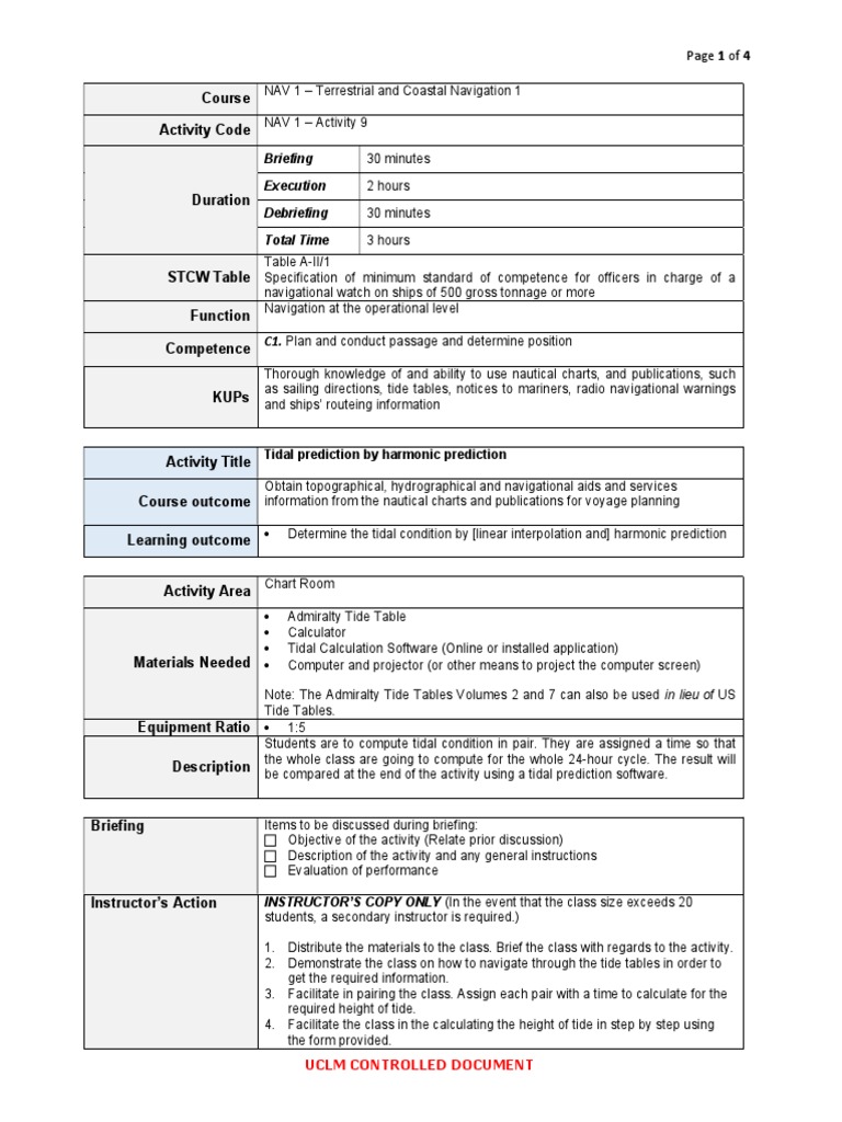 Activity 9 - Tidal Prediction by Harmonic Prediction | PDF | Tide ...