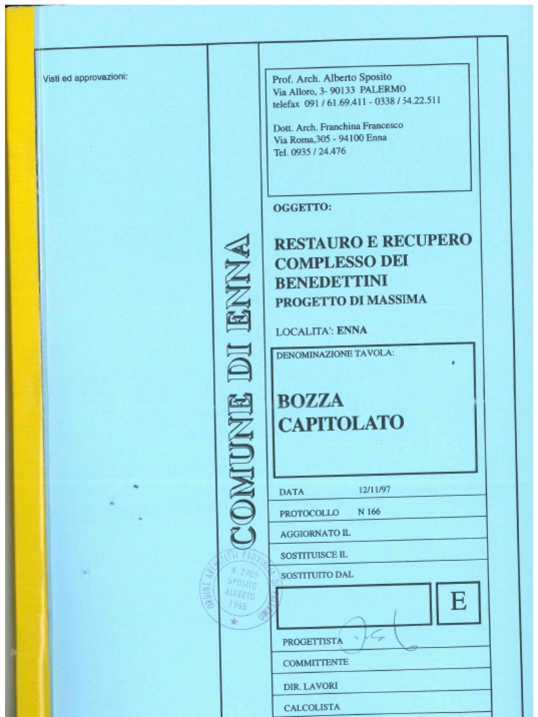 Benedettini Bozza Capitolato | PDF