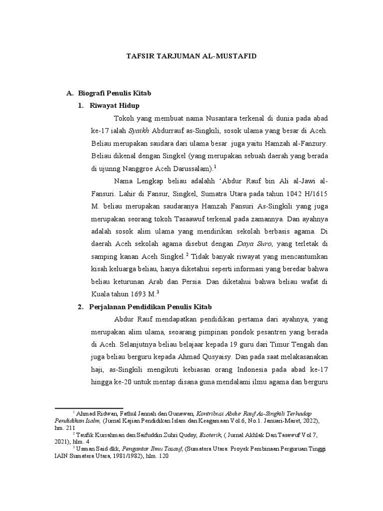 Metode Tafsir Dalam Kitab Tarjuman Al Mustafid Pdf