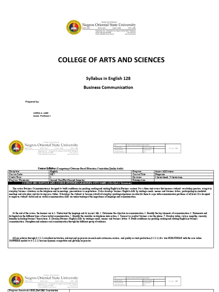 Ge 5 Purposive Commnication Syllabus | PDF | Communication ...