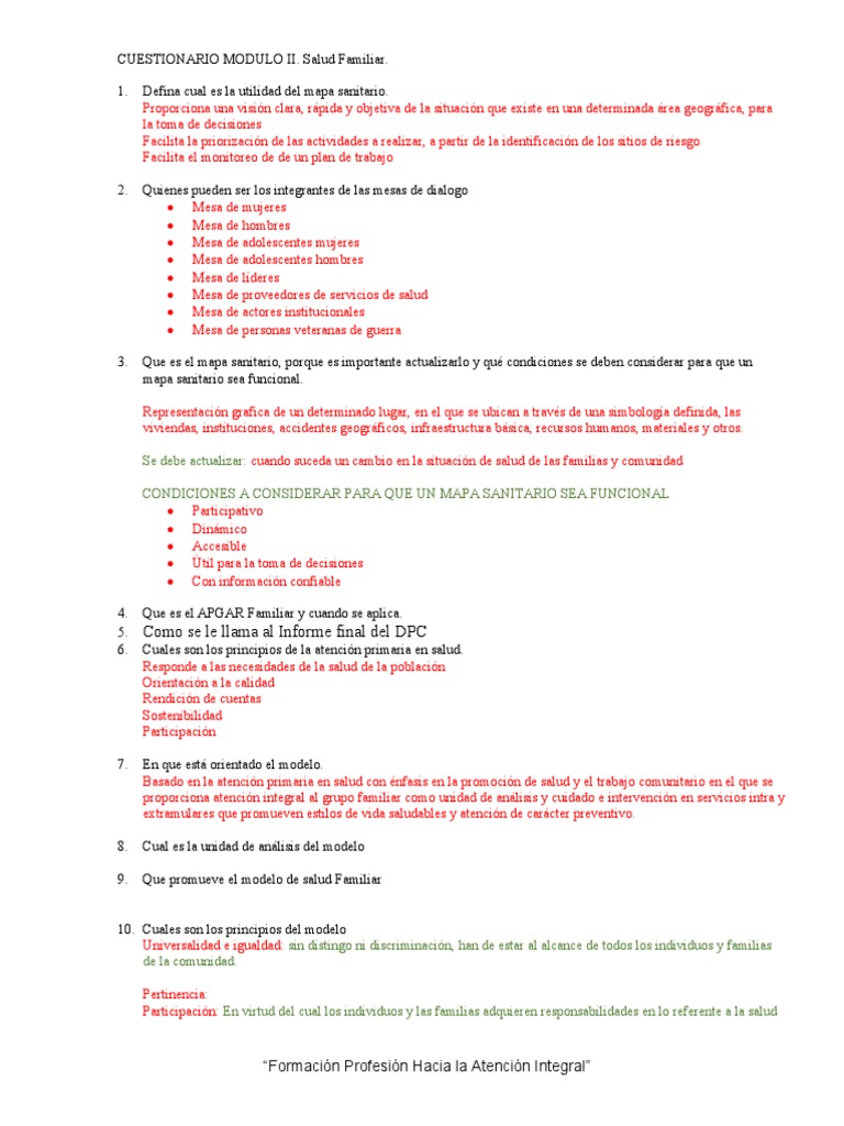 Cuestionario Modulo II | PDF | Cuidado de la salud