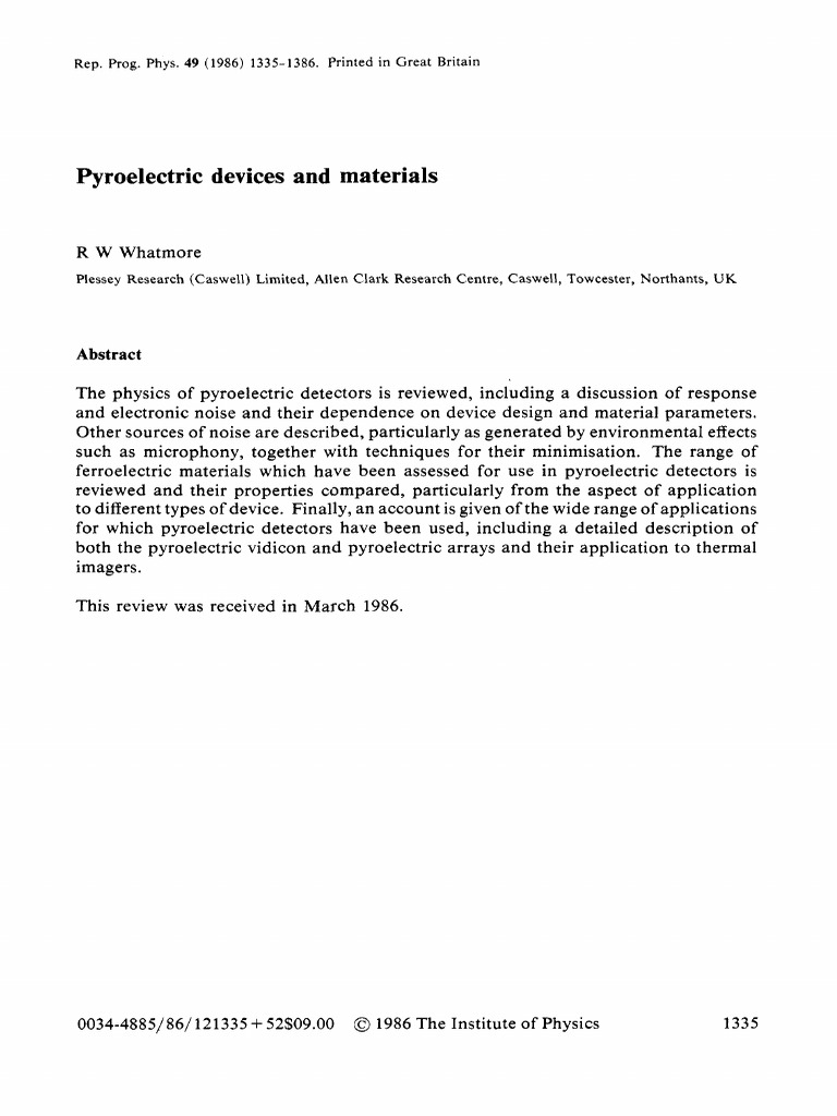 Overview of Pyroelectric Materials | PDF | Ferroelectricity | Amplifier