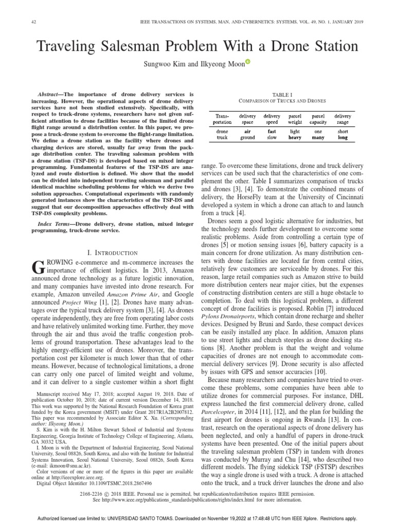 Traveling Salesman Problem With A Drone Station | PDF | Cluster Analysis | Unmanned Aerial Vehicle