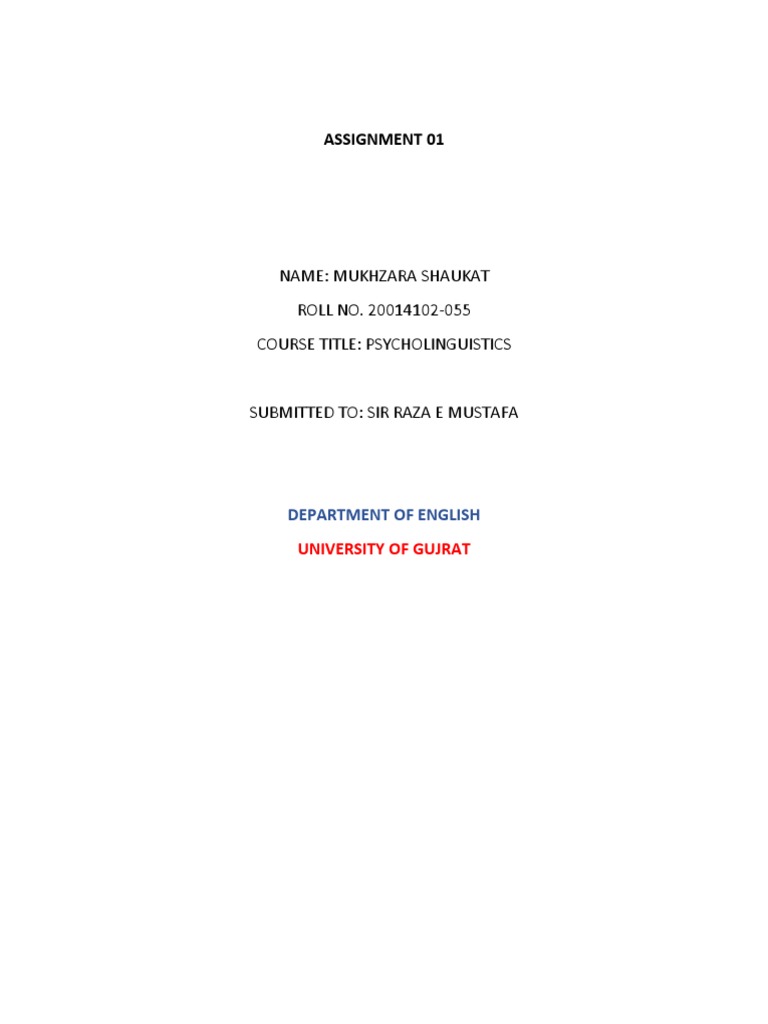 20014102-055 (Assignement 01) | PDF | Language Acquisition | Cognitive Psychology