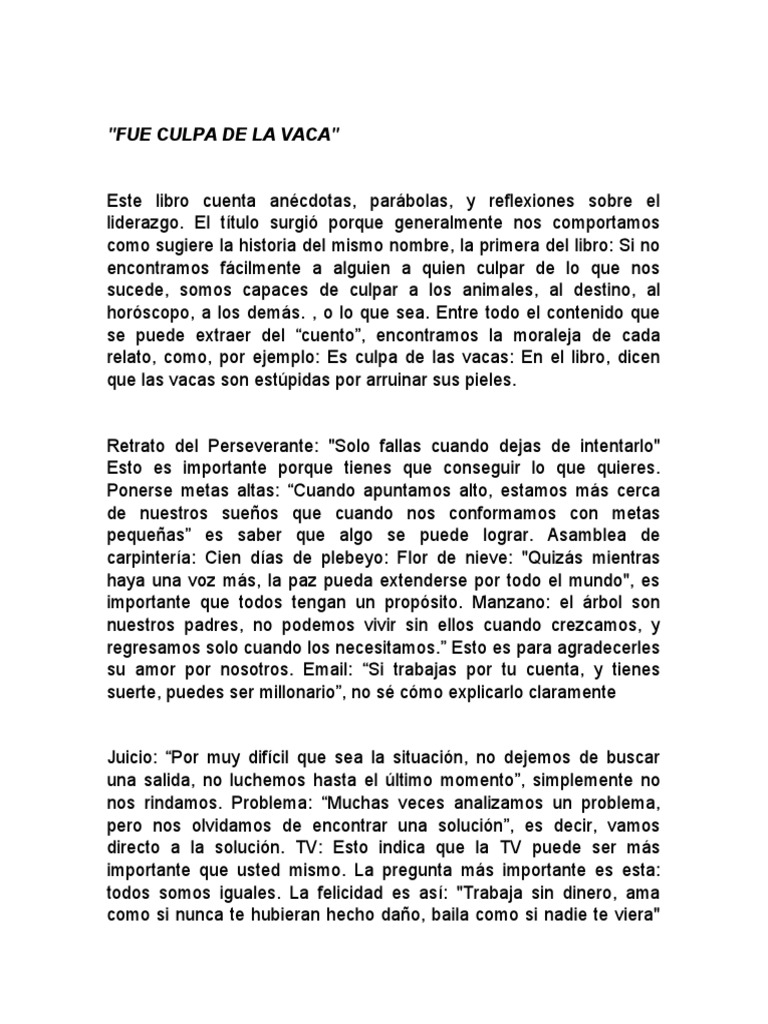 Ensayo La Culpa Fue de La Vaca Terminado | PDF | Felicidad