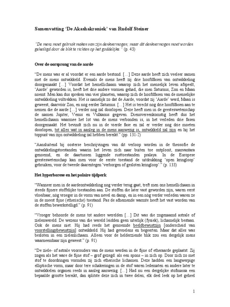 Steiner Akashakroniek Samenvatting PDF | PDF
