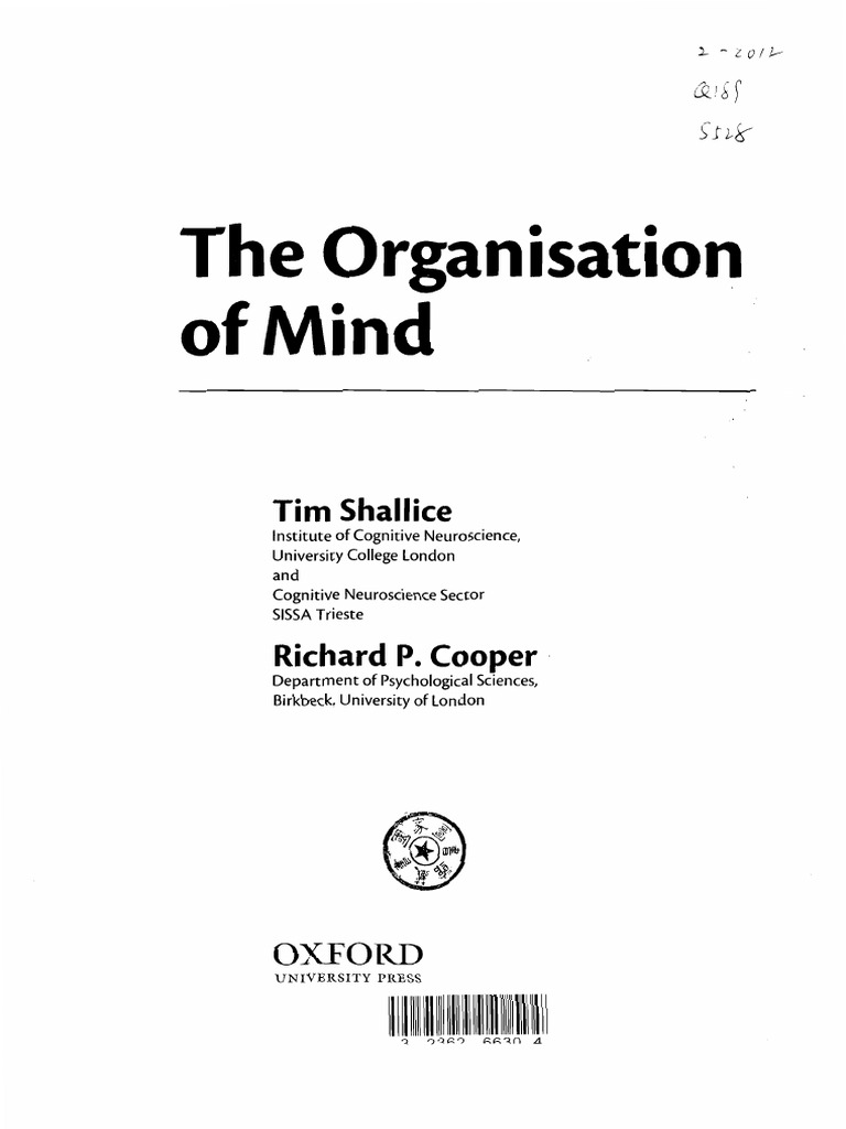 Tim Shallice, Richard Cooper - The Organisation of Mind-Oxford ...