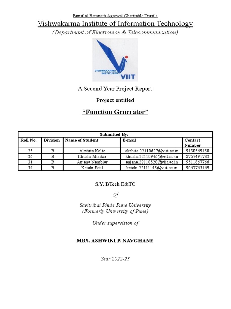 Function Generator Project Report | PDF | Amplifier | Electronic Circuits