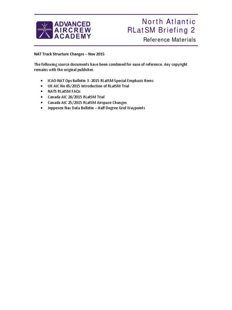 NAT Track Structure Changes Reference Documents | PDF | Air Traffic ...