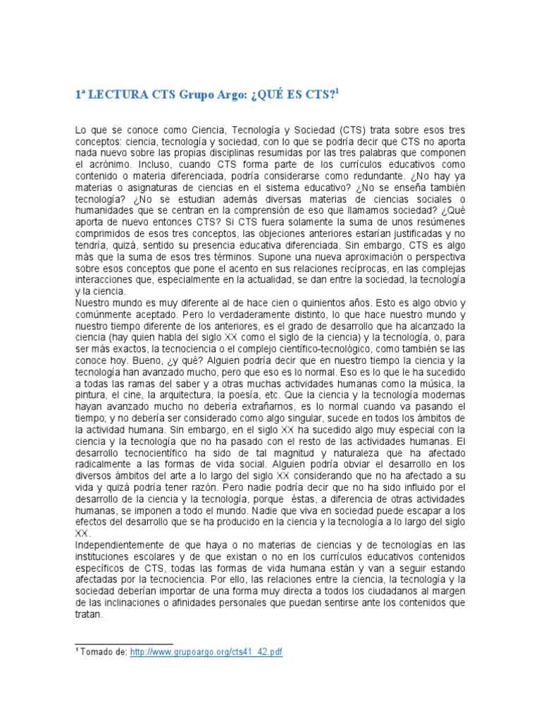 Que Es CTS Grupo Argo | PDF | Conocimiento | Teoría