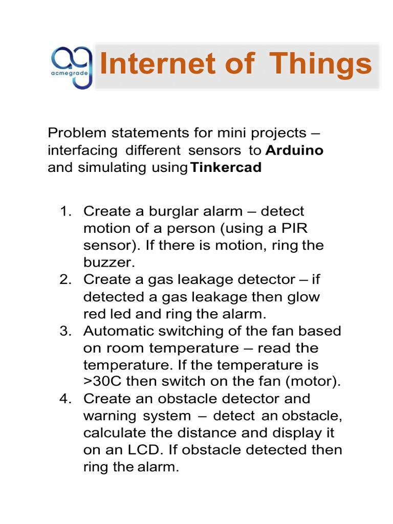 Acmegrade IOT Mini Project August Task Deails | PDF