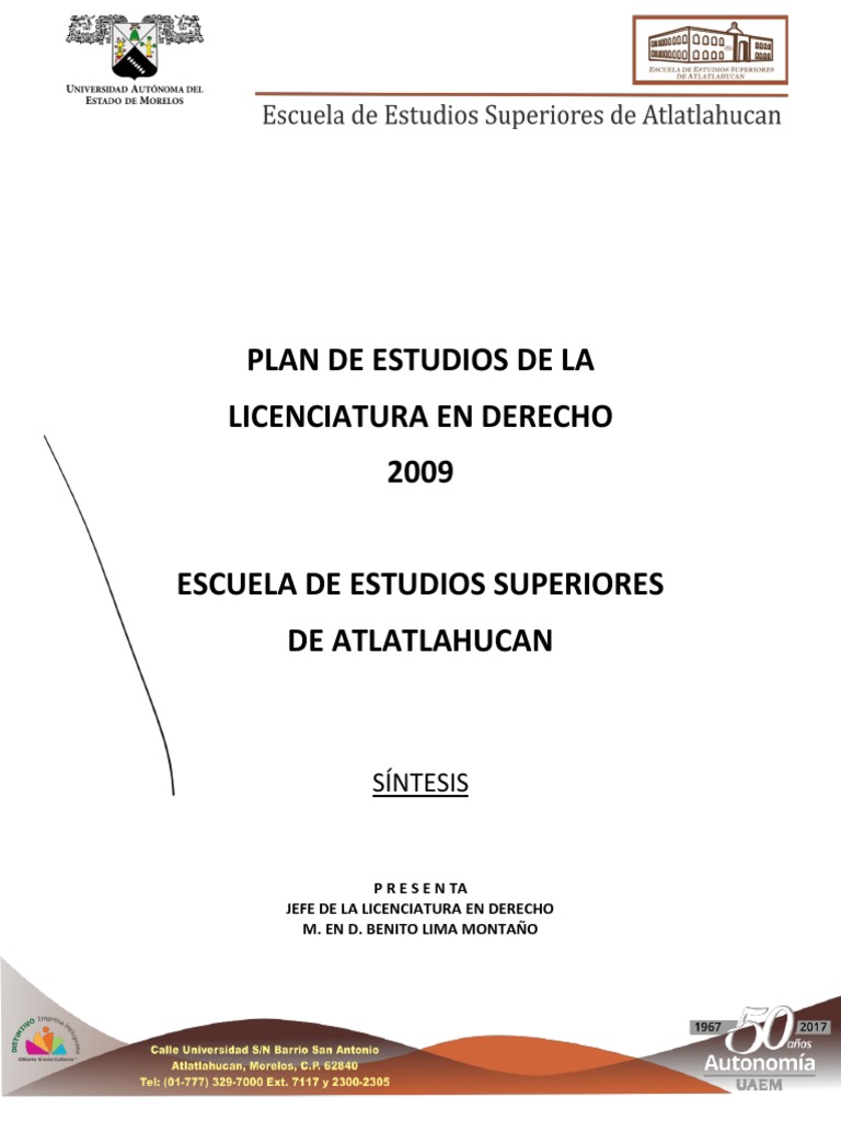 Sintesis De Plan De Estudios De Derecho 2009 Pdf Plan De Estudios