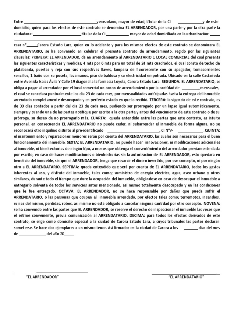 Contrato Locales | PDF