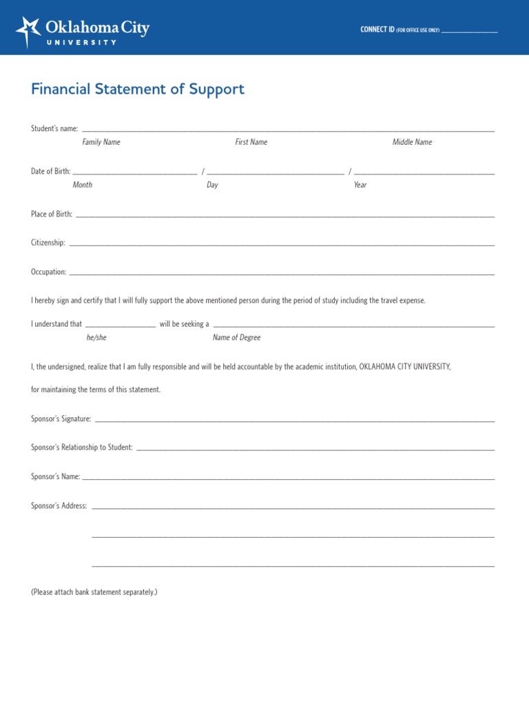 Financial Support Statement Form | PDF | Financial Services
