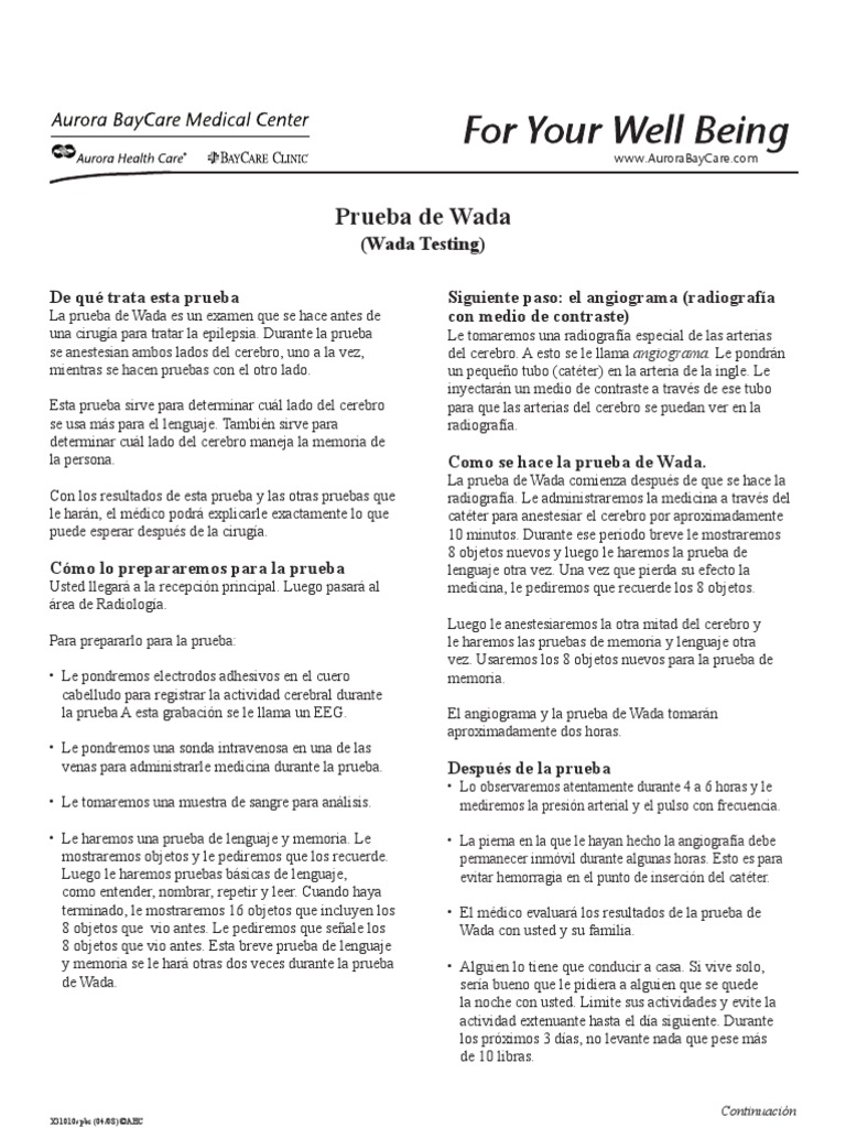 WADA Test 1 | PDF | Memoria | Cerebro