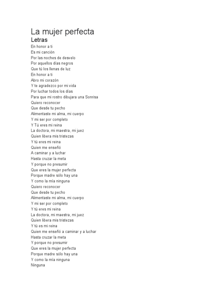 La Mujer Perfecta CANCION | PDF | Arte | Religión y espiritualidad