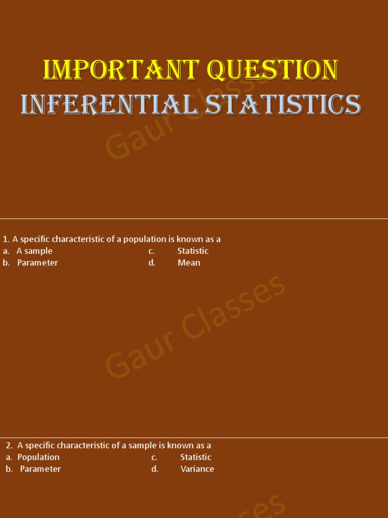 Inferential Statistics Questions | PDF | Sampling (Statistics) | Estimator