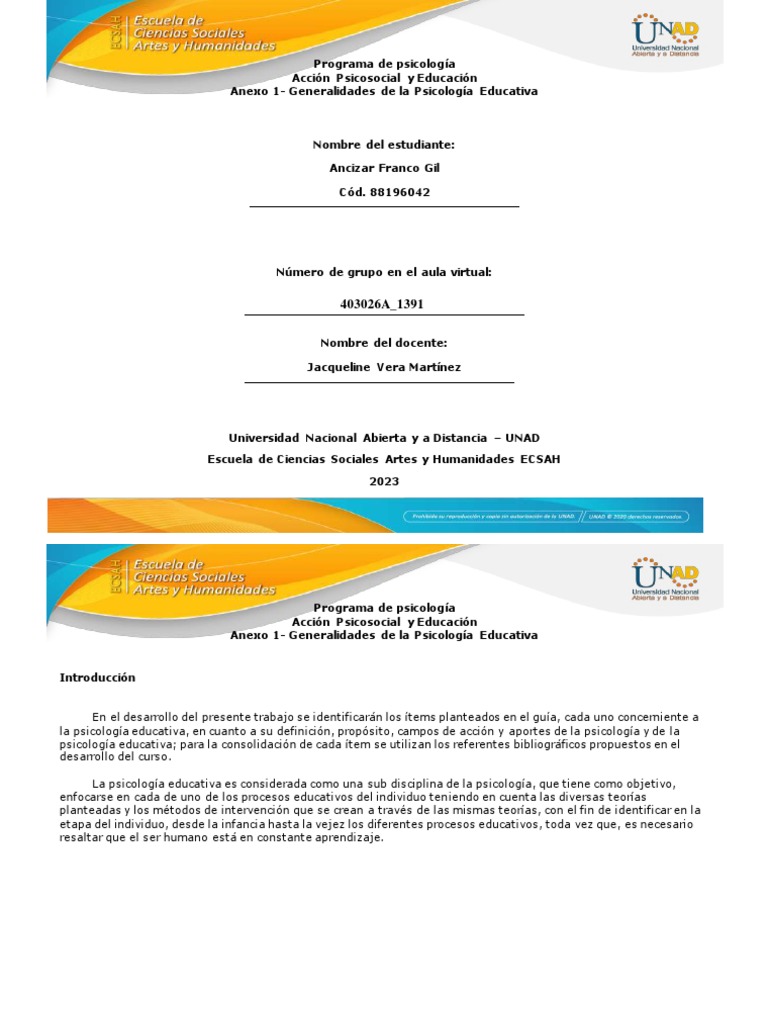 Fase 1 - Generalidades de La Psicologia Educativa | PDF | Psicología ... Fase 1 - Generalidades de La Psicologia Educativa | PDF | Psicología ...