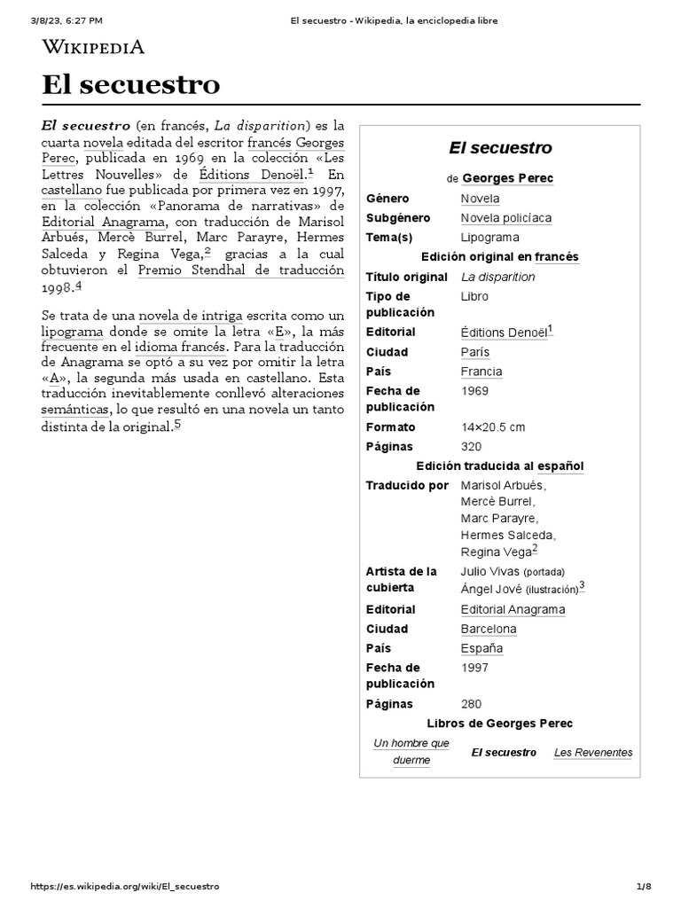 El Secuestro - Wikipedia, La Enciclopedia Libre | PDF